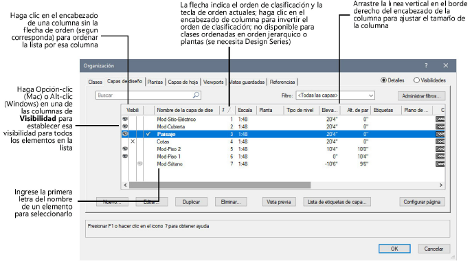 Funcionalidad del cuadro de listas