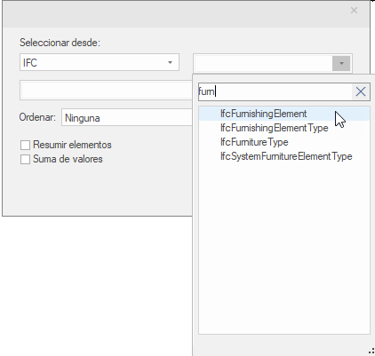 Selección de una función o campo para una columna de la base de datos