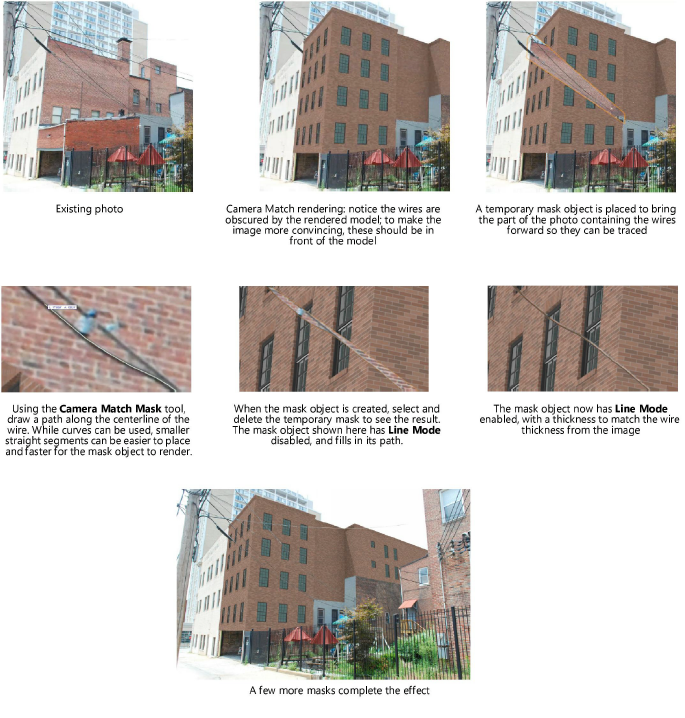 Example of Line Mode with the Camera Match mask object